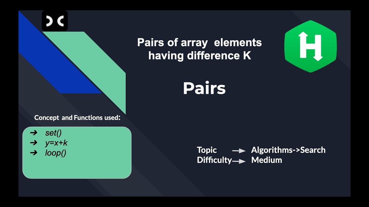 Pairs Problem Hackerrank Array Interview Youtube