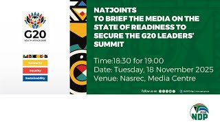 Natjoints To Brief The Media On The State Of Readiness To Secure G20 ...