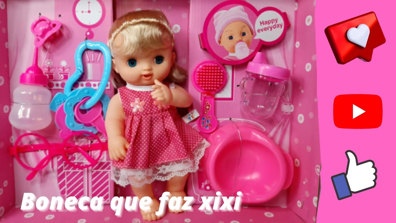 Boneca Que Faz Xixi Com Chupeta E Mamadeira Bonequinha Fofa Com