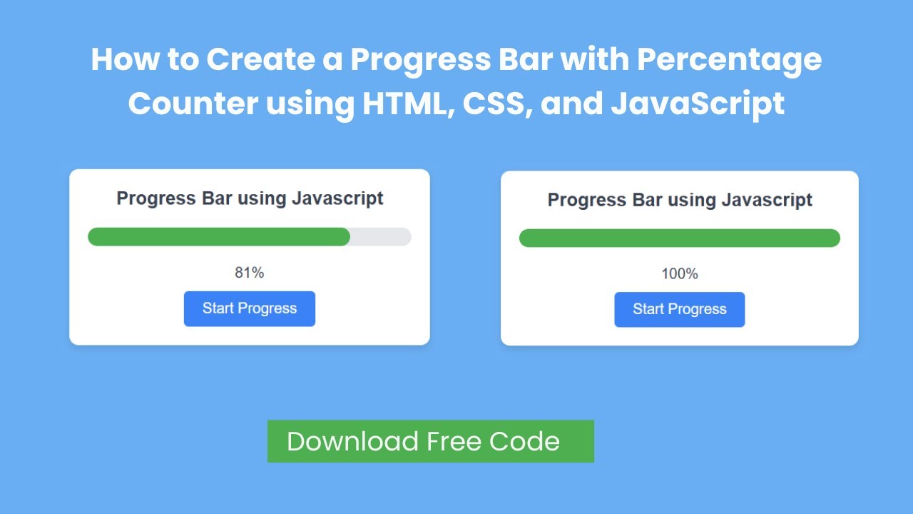 How To Create A Progress Bar With Percentage Counter Using Html Css