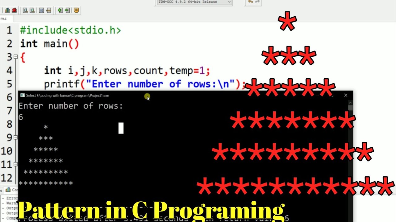 C Program To Print Star Pattern Part 13 Pattern In C Programing