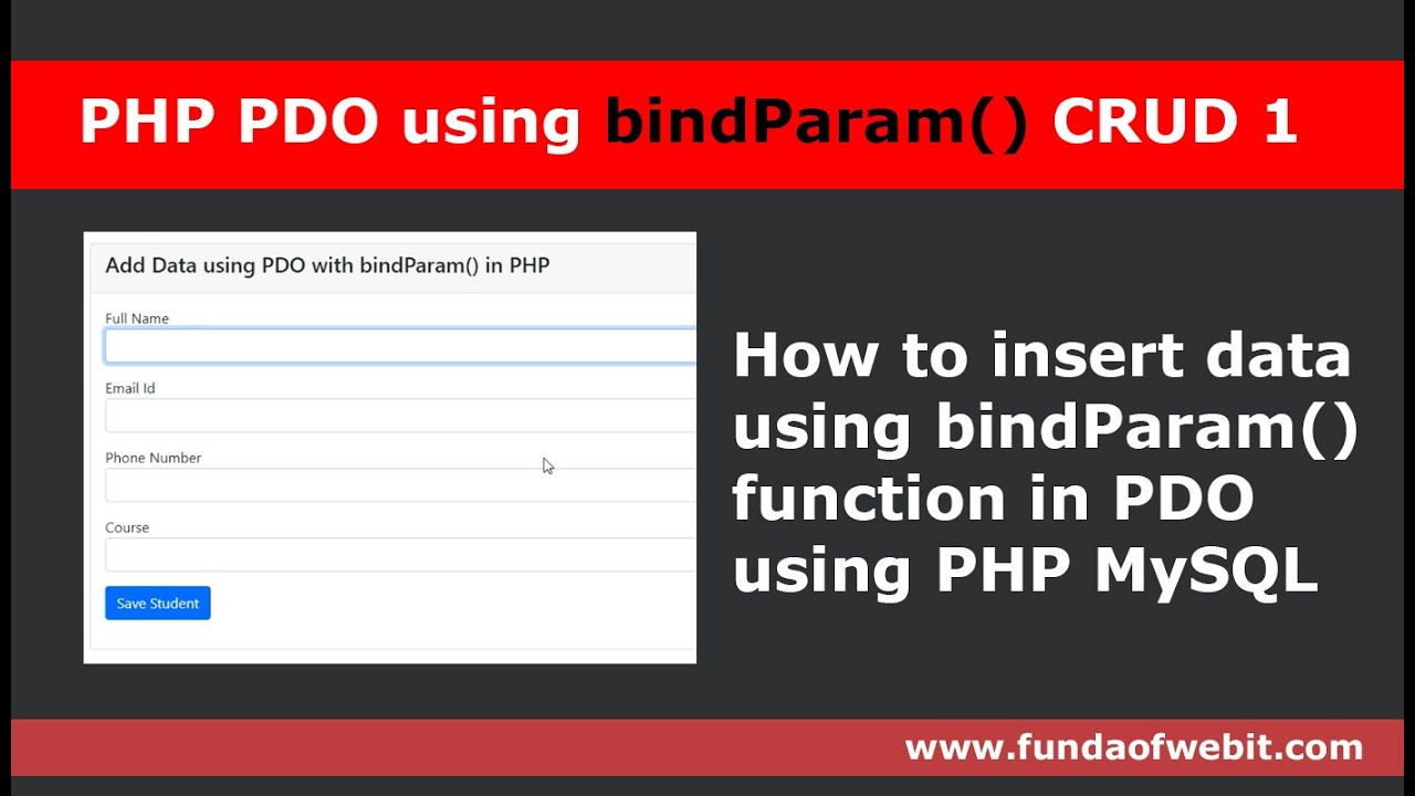Php Pdo Using Bindparam Crud 1 How To Insert Data Using Bindparam