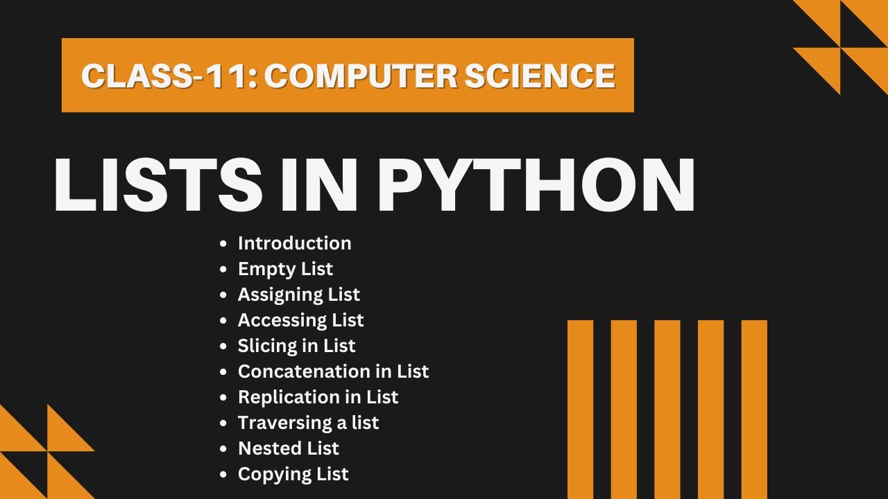 List In Python Class 11 Computer Science With Python Youtube