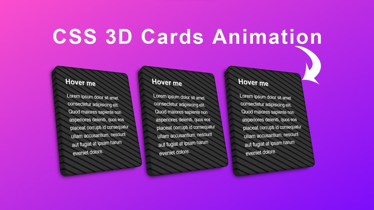 Css 3d Card Hover Animation Cards Animation Css Youtube