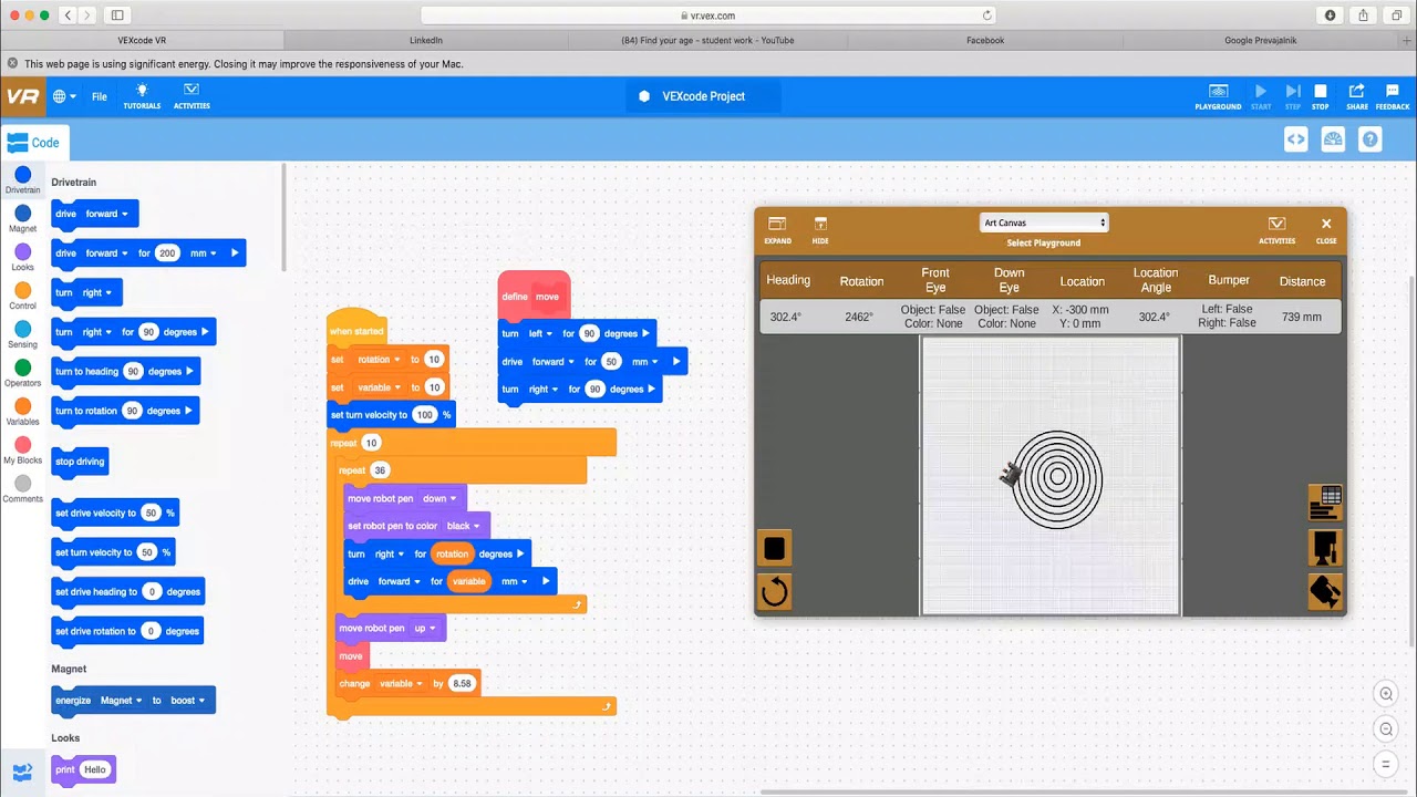 Draw Circle In Circle Vexcode Vr Youtube