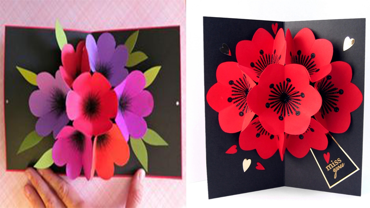 How To Make A Bouquet Flower Pop Up Card Diy 3d Flower Pop Up