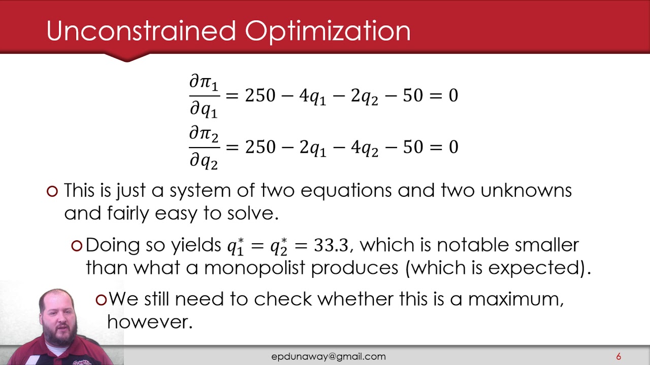 3 2 Unconstrained Optimization Multiple Variables Youtube