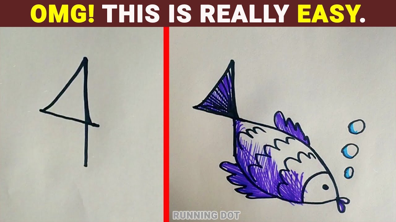 Write 4 And Make It Fish рџђџрџђџрџђџ How To Draw Animal From Number Episode