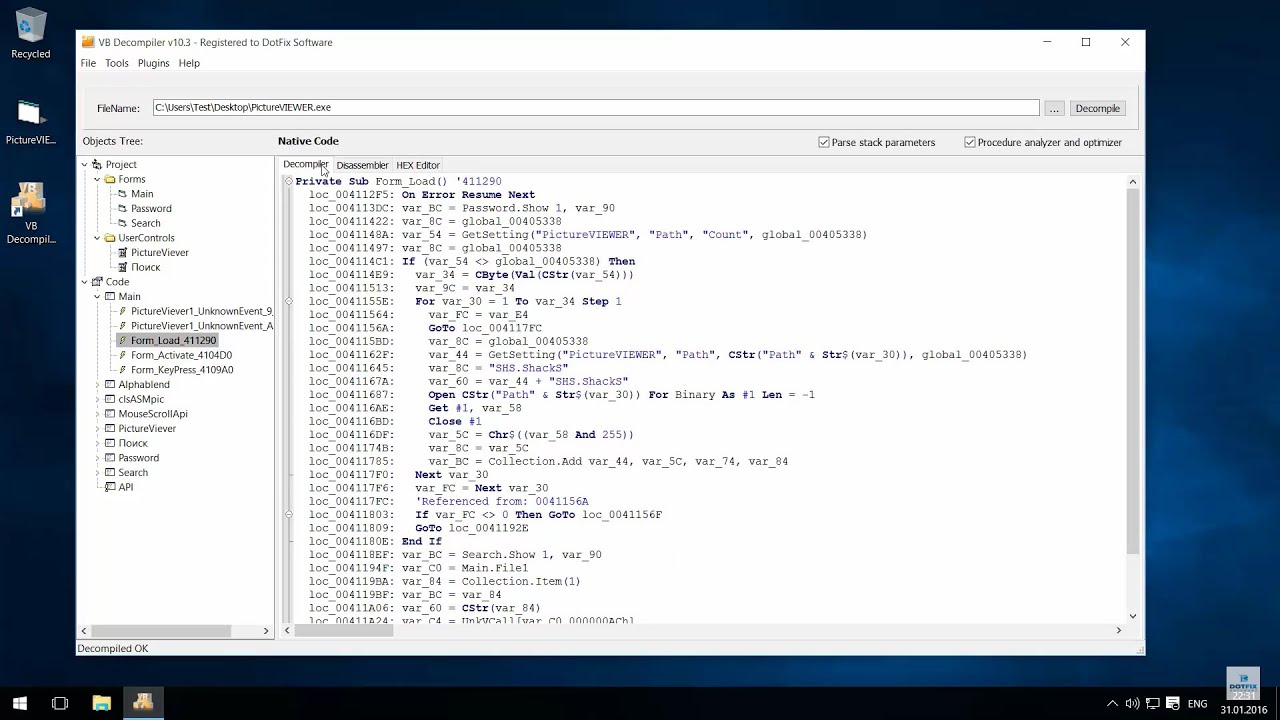 Vb Decompiler Native Code Decompilation Youtube