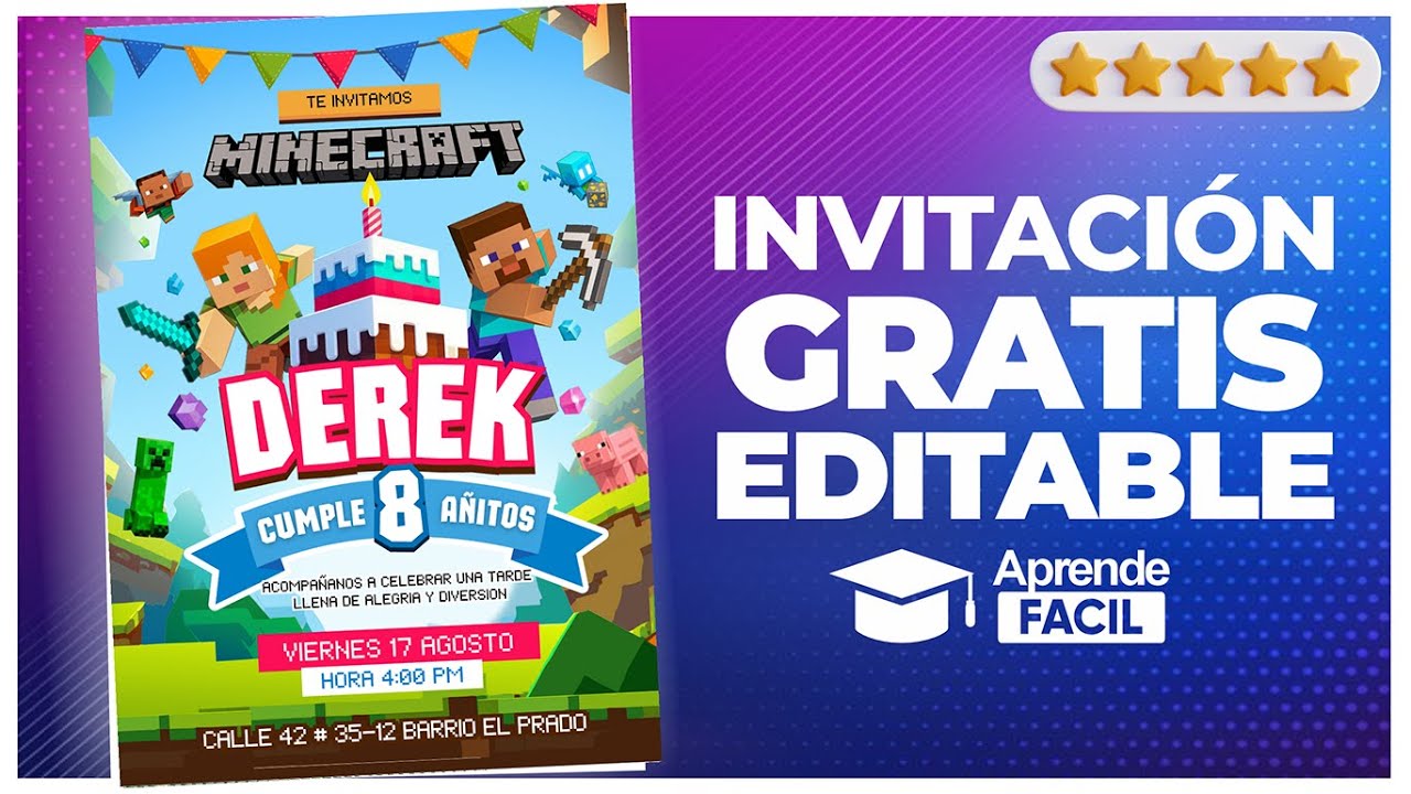 Plantilla De Tarjeta De Invitación De Minecraft