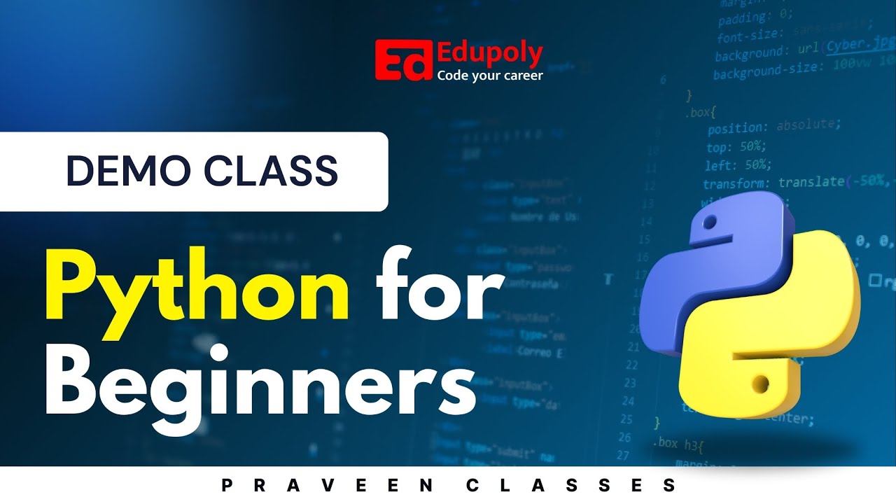 Python For Beginners Demo Class Youtube