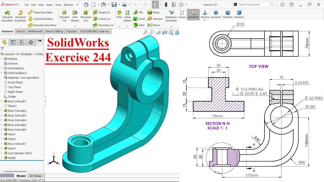 Solidworks Tutorial For Beginners Exercise 244 Youtube