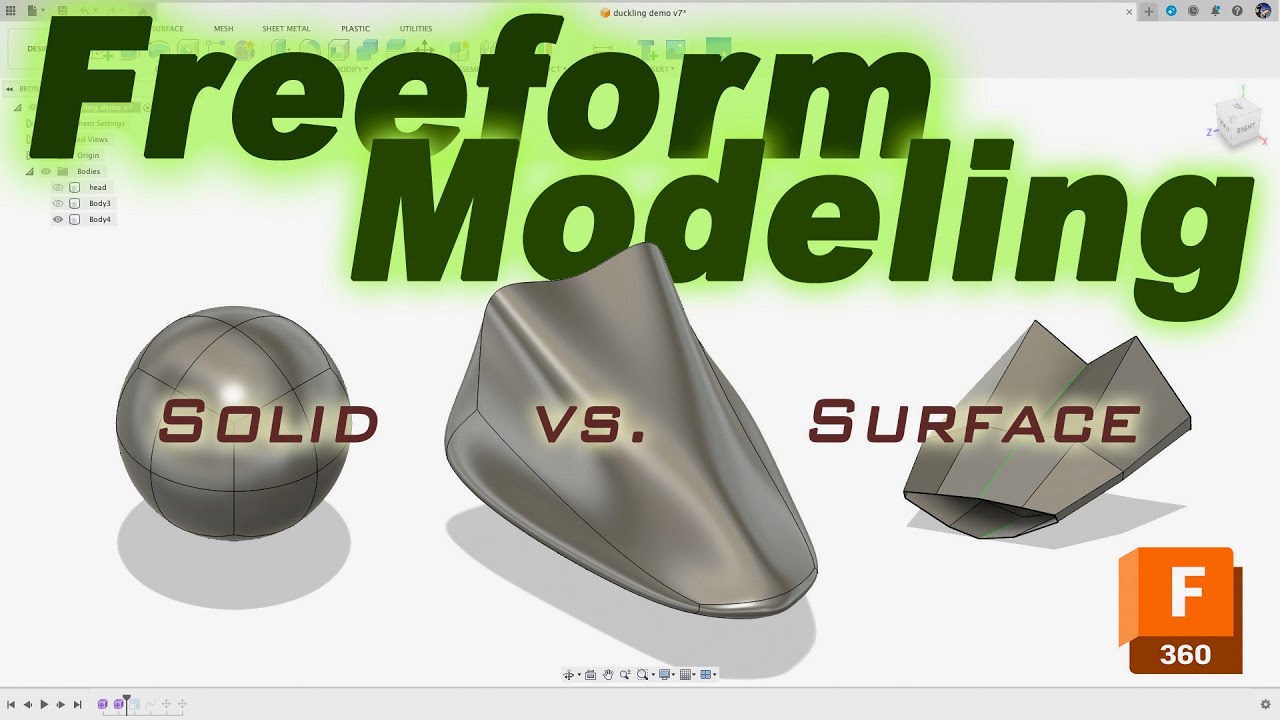 Freeform Modeling Solid Vs Surface Using Fusion360 Youtube