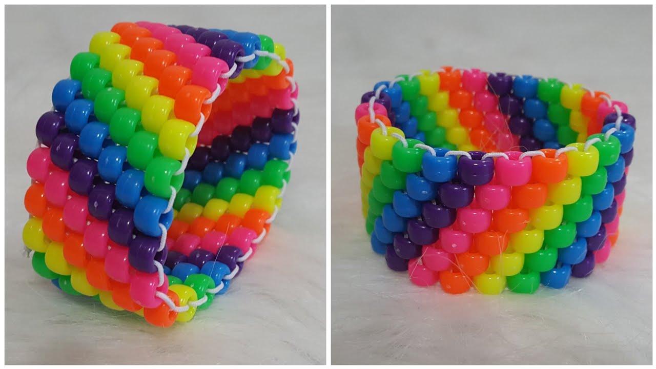 Rainbow Striped Peyote Kandi Cuff Tutorial Youtube