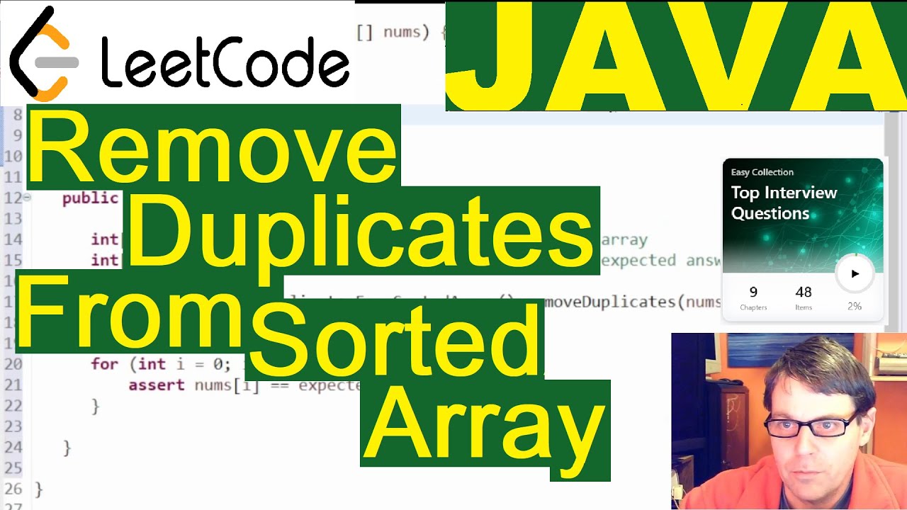 Leetcode Remove Duplicates From Sorted Array Java Solution Youtube