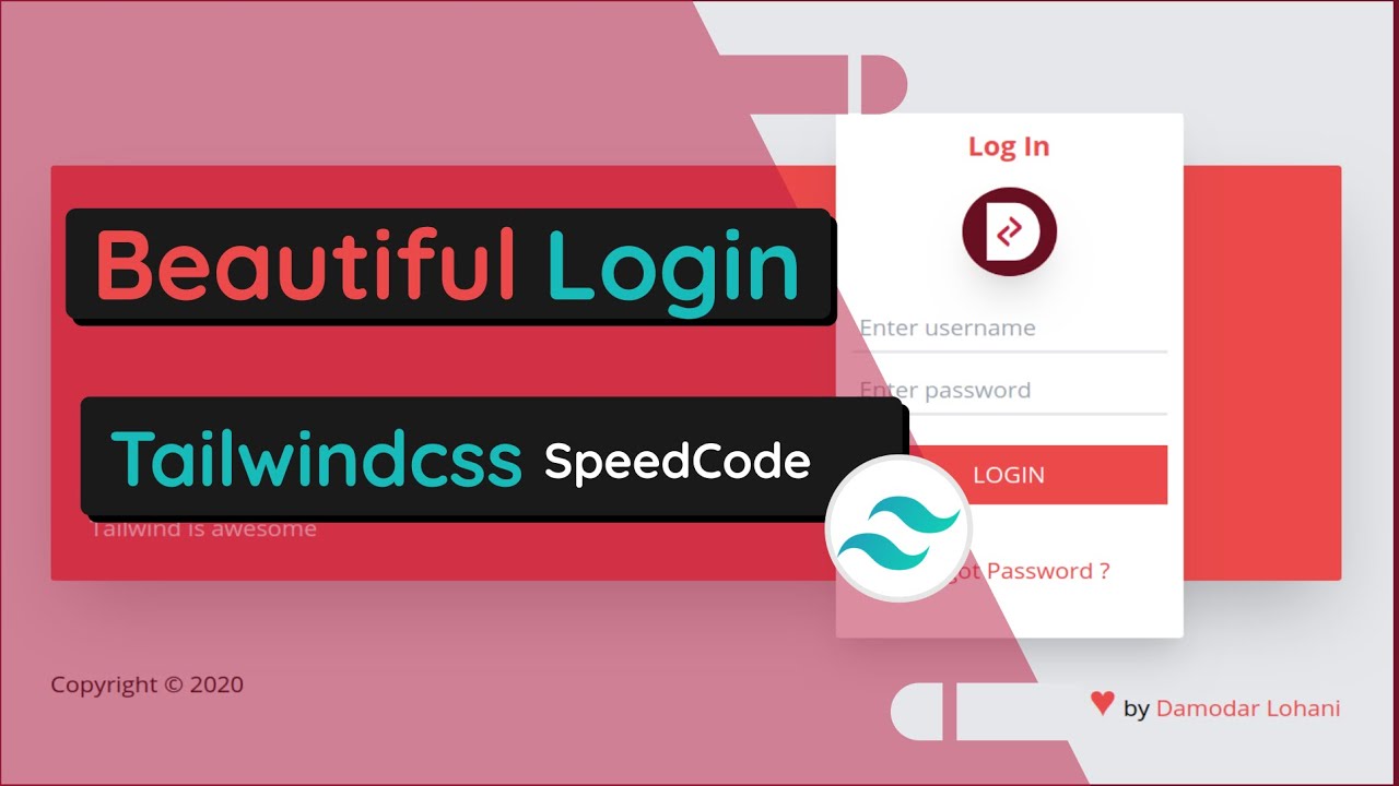 Beautiful Responsive Login Ui With Tailwind Css Speed Code Youtube