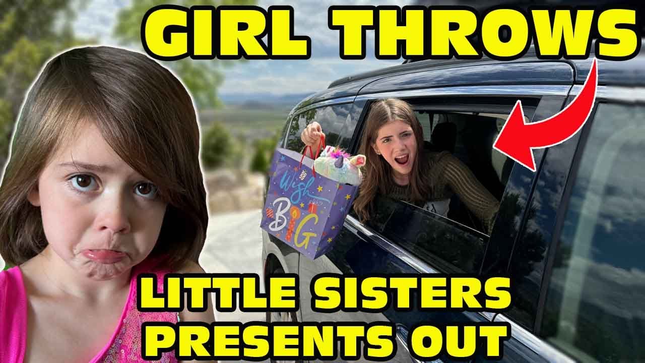 Girl Temper Tantrum Throws Little Sister S Birthday Presents Out Car