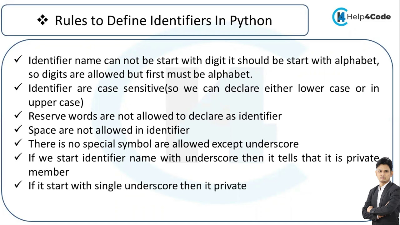3 Identifiers In Python Rules To Define Identifier Example In