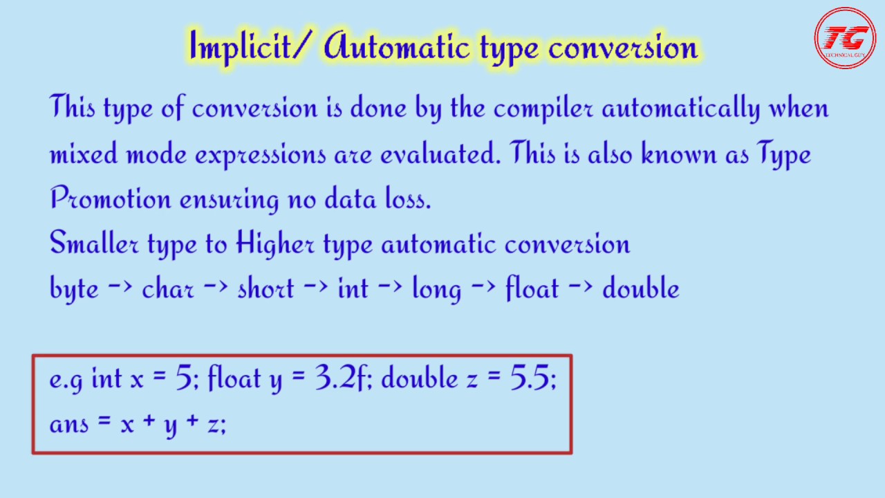Type Conversion In Java Youtube