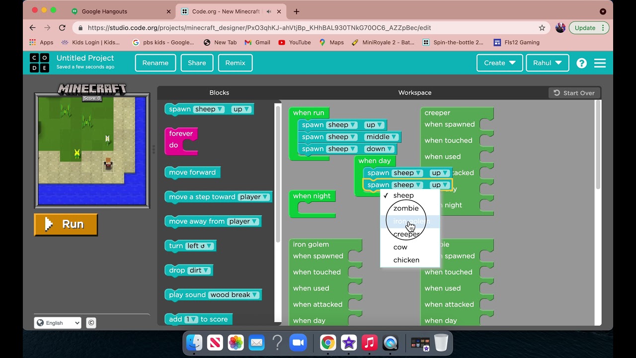 Code Org Easy Minecraft Coding Tutorial Youtube