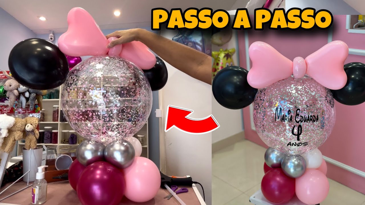 Passo A Passo Arranjo Bubble Da Minnie Como Fazer Orelhas E Laço Da