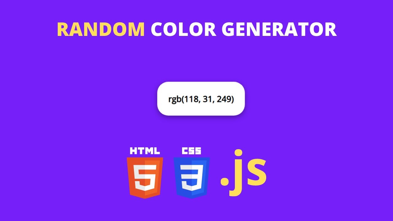 Random Color Generator Javascript Tutorial Youtube