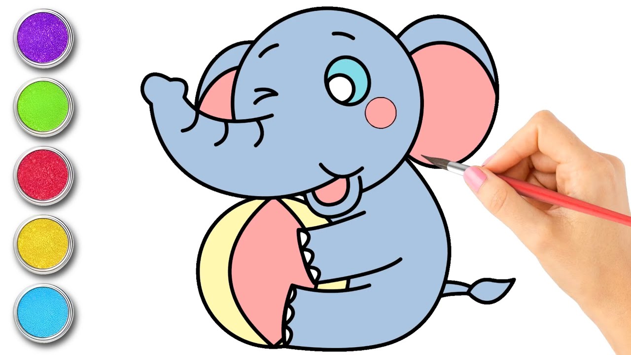 Cute Elephant ёяршwith Ball Elephant Drawing Drawing For Kids Eady