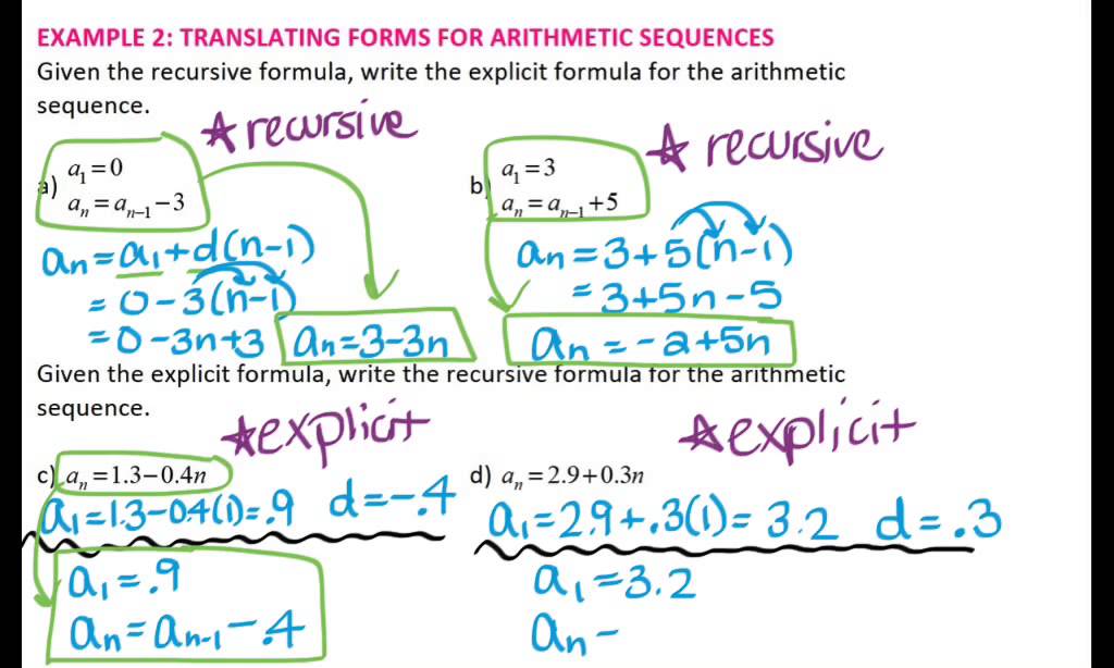 Recursive Formulas Worksheet