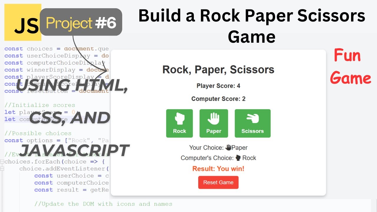 Build A Rock Paper Scissors Game Html Css Javascript Tutorial For