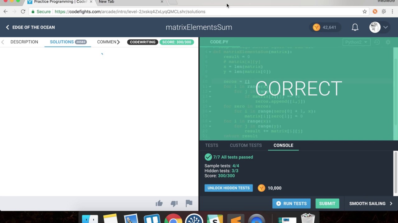 Matrixelementssum Codefights Python Youtube