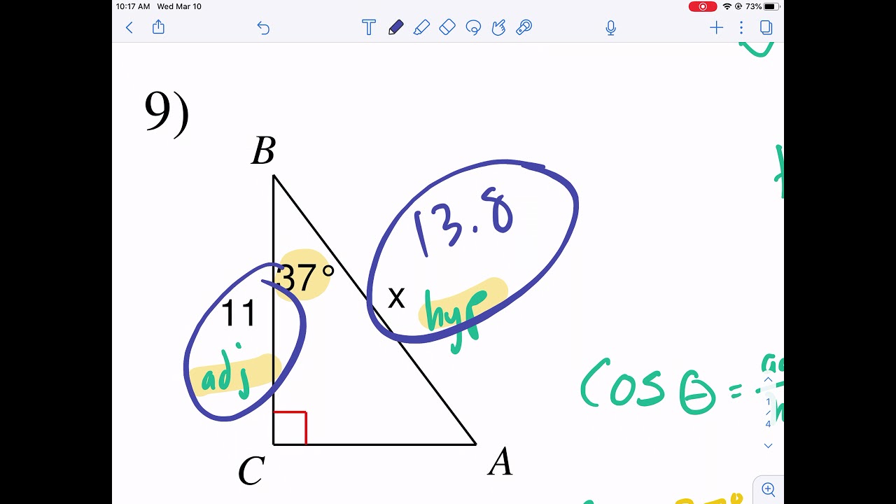 Kuta Tutorial Right Triangle Trig Finding Missing Sides And Angles