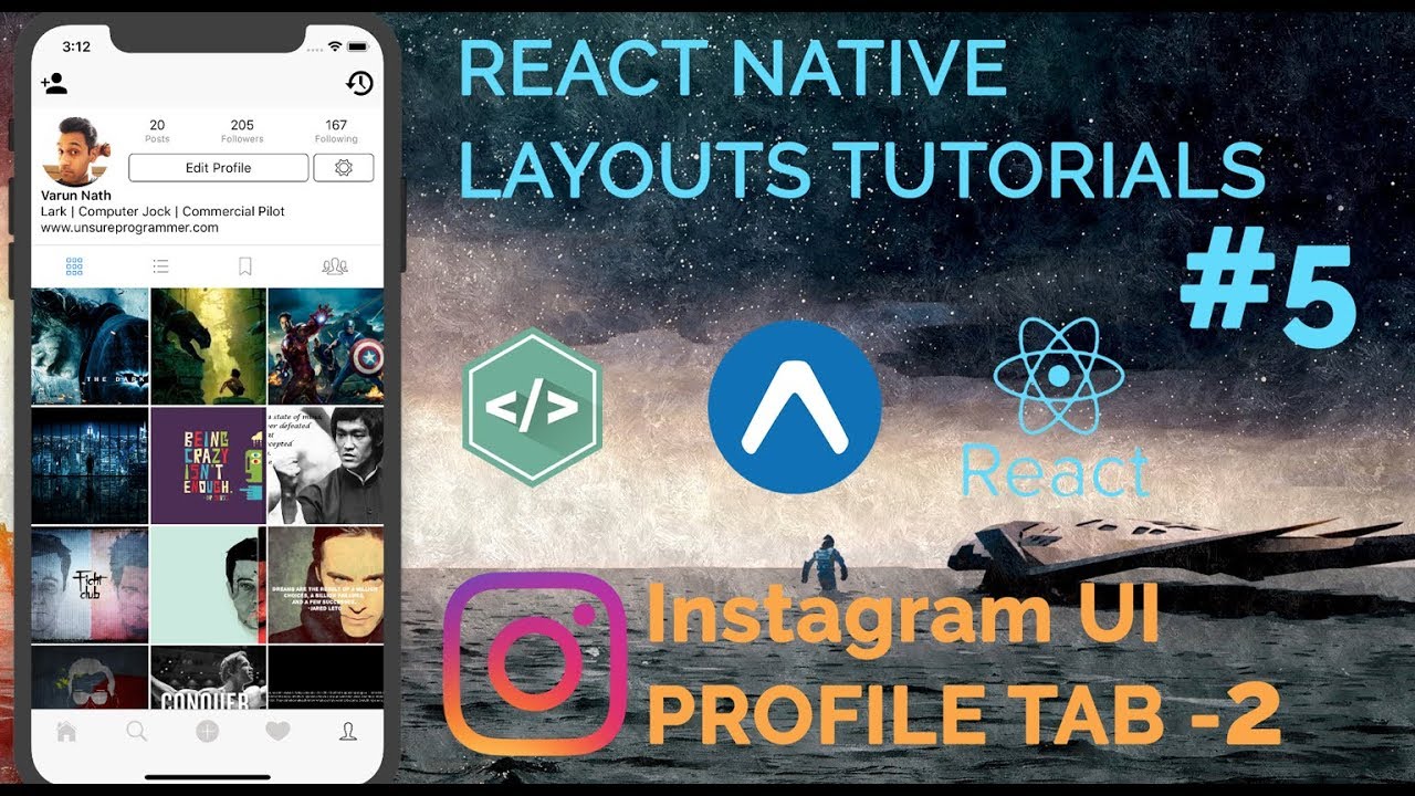 5 Instagram Ui Profile Tab Tutorial Part 2 React Native Ui Layout