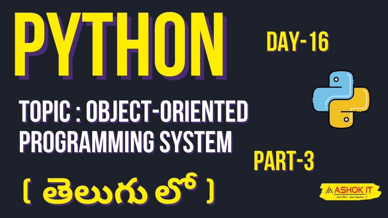 Day 16 Python Full Course In Telugu Object Oriented Programming