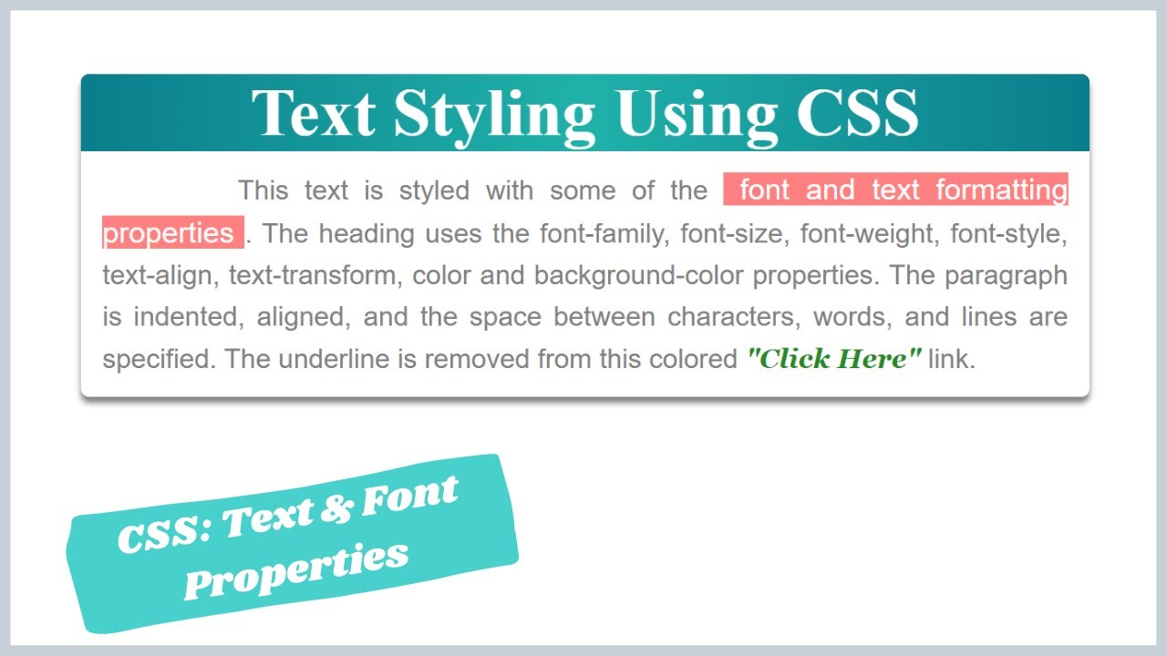 Css Tutorial Text Font Properties In Css Fonts In Css Css Text
