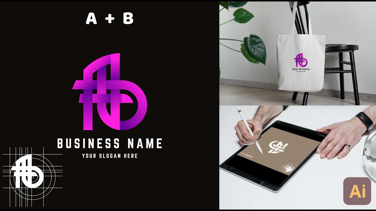 Logogrid 27 Ab Monogram Logo Design With A Grid Method Adobe