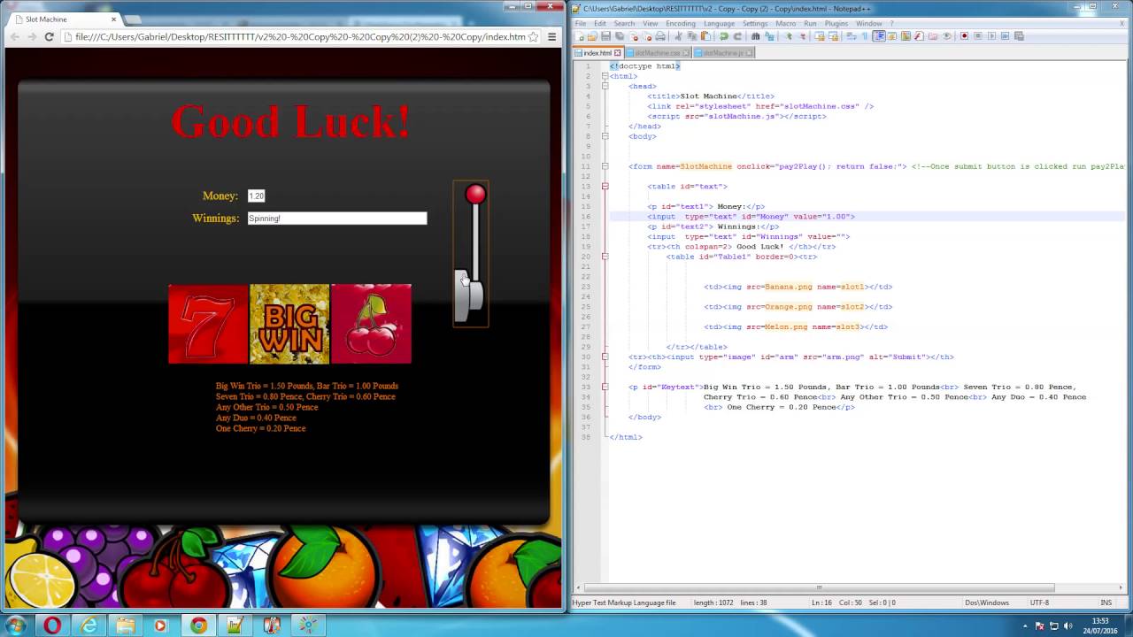 Slot Machine Presentation Javascript Youtube