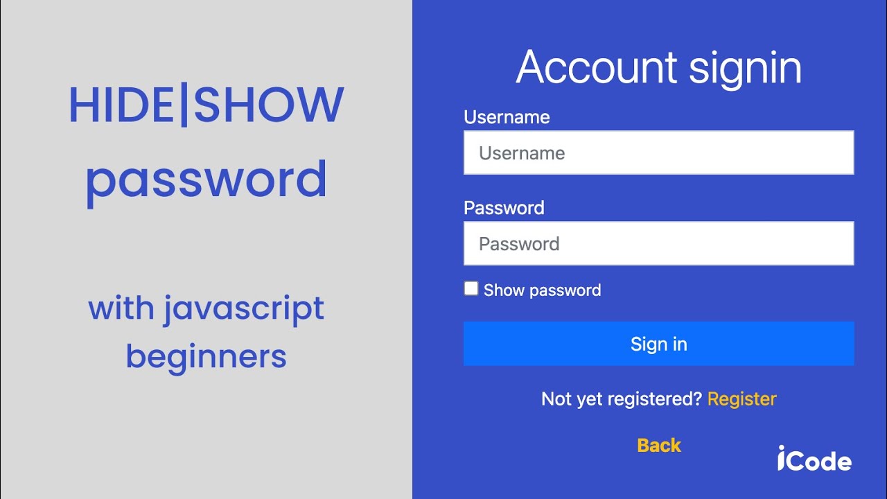 Show Hide Toggle Password With Javascript Youtube