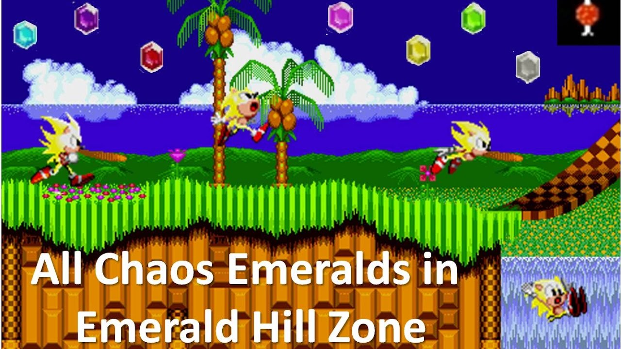 Sonic The Hedgehog 2 Sega Genesis All 7 Chaos Emeralds In Emerald
