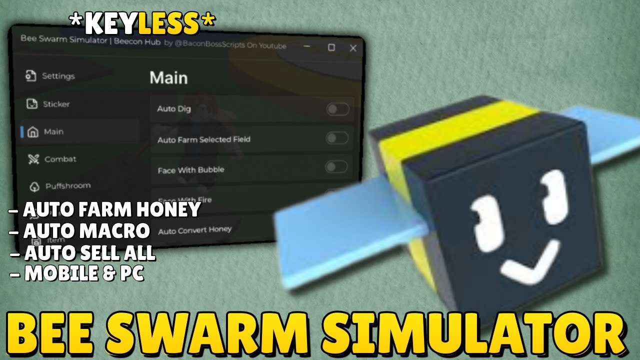 Bee Swarm Simulator Script No Key Auto Farm Honey Auto Sell All