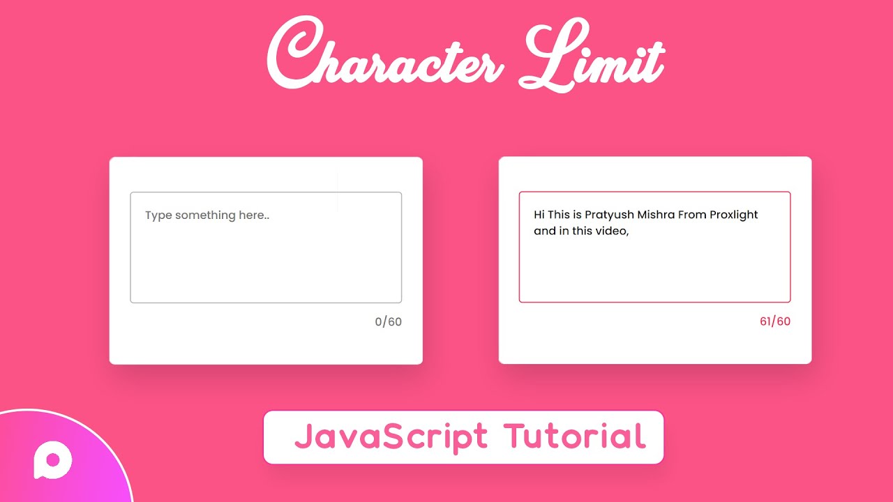 Limit Character In Input Field Javascript Tutorial Youtube