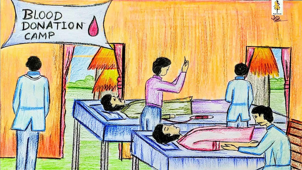 How To Draw Blood Donation Camp Raktadan Shibir Drawing Poster Drawing