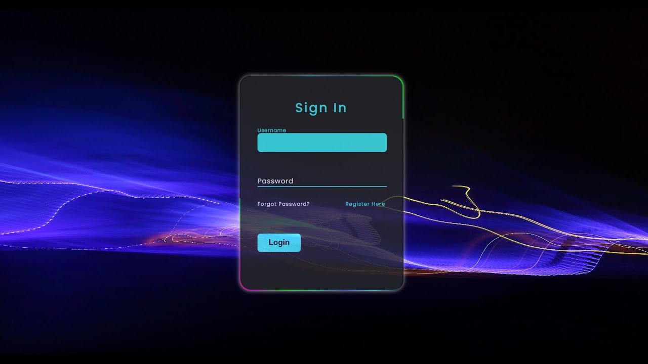 Create A Glowing Animated Login Form Html Css Tutorial Youtube