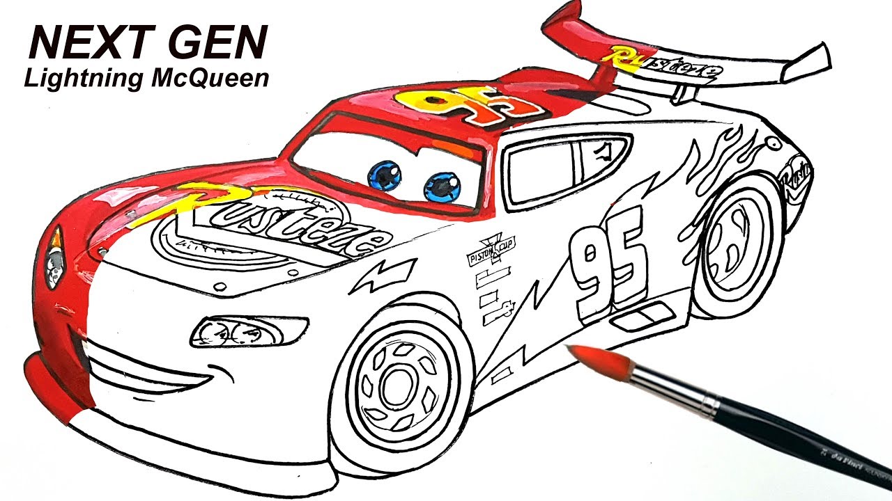 Learn How To Draw Lightning Mcqueen From Cars Cars 3 Step 50 Off