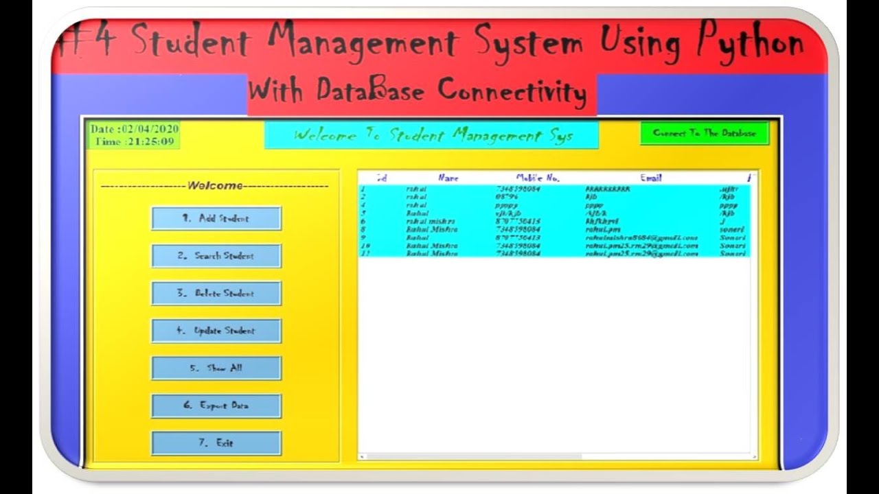 Student Management System Using Python With Database Connectivity 4