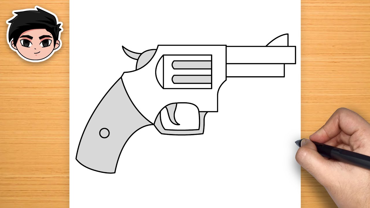 How To Draw Revolver Gun Easy Step By Step Youtube