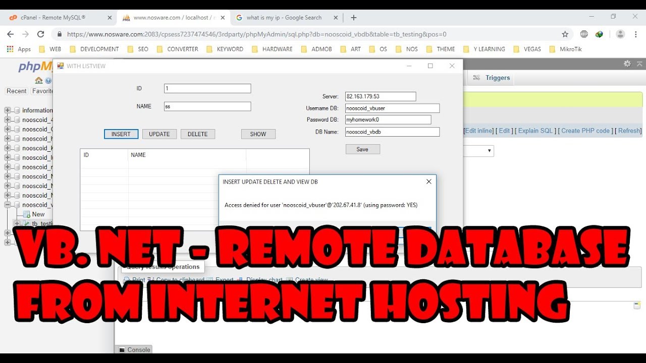 Vb Net Access Remote Database From Internet Hosting Youtube