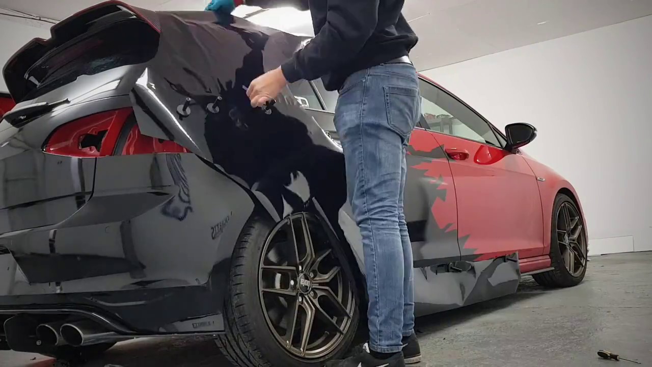 Volkswagen Golf R Half Wrapped Gloss Black Youtube