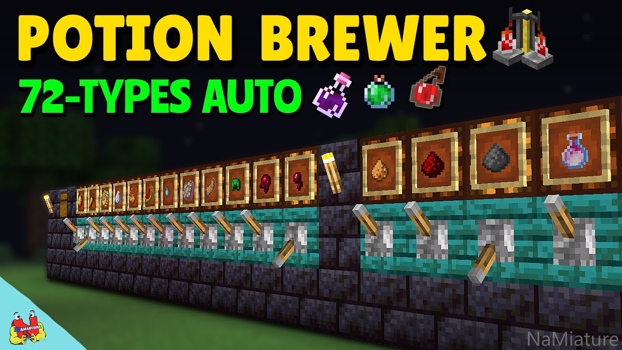 Minecraft Easy Automatic Mega Potion Brewing Station Youtube