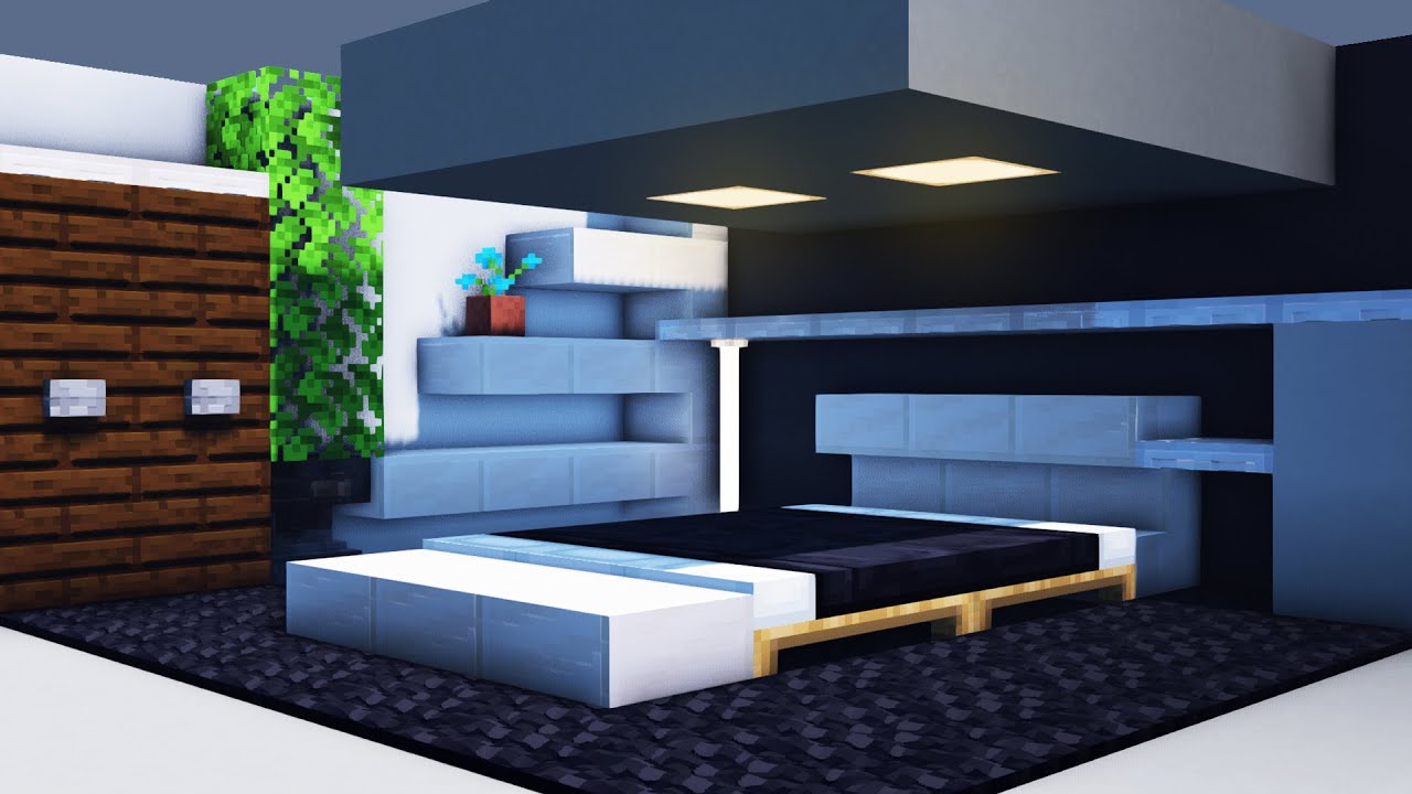 How To Build A Modern Bedroom In Minecraft Modern House Tutorial 5