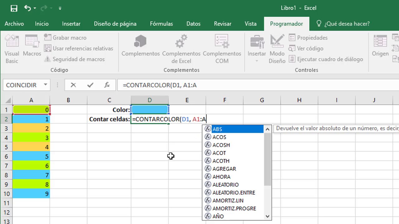 Contar Celdas Por Color En Excel Youtube